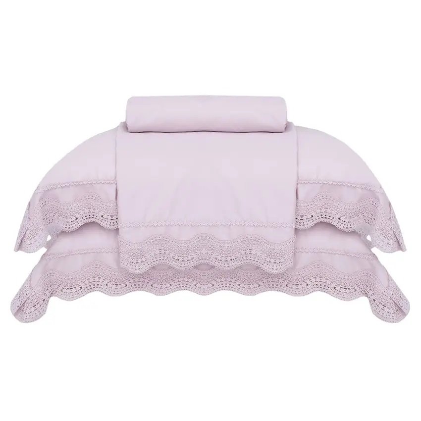 Jogo De Cama Queen Gianni 400 Fios Buddemeyer Luxus Rosa Crepe/Randa ...