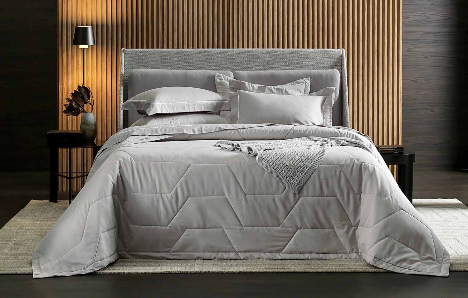 Jogo de Cama Super King 300 Fios Enrico Trussardi Marmo e Branco - LCL Home