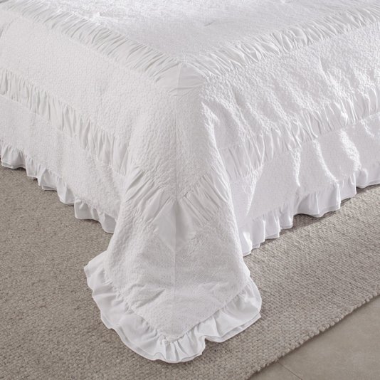 Kit 03 Peças Colcha Queen Constanza Buddemeyer Luxus Branco - LCL Home