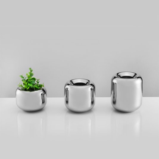 Vaso Médio Maçã Riva Aço Inox 13 cm - LCL Home