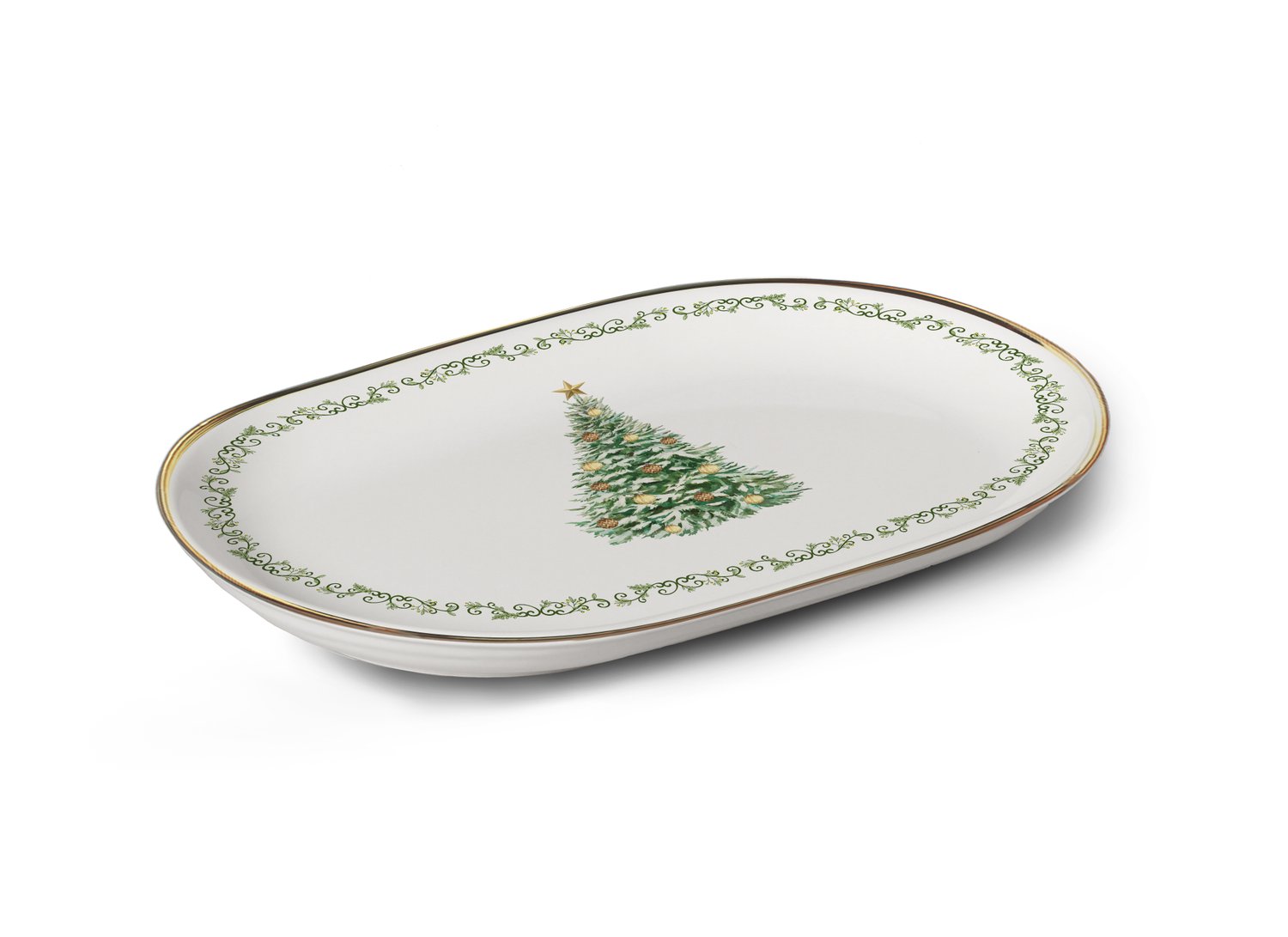 Travessa Classic Christmas Alleanza Cerâmica 34 cm - LCL Home